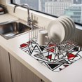 Abstract Lines Dish Drying Mats for Kitchen Counter, Black Gray Red ...
