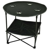 Portable 2-Tier Foldable Outdoor Table with Mesh Cup Holders and ...