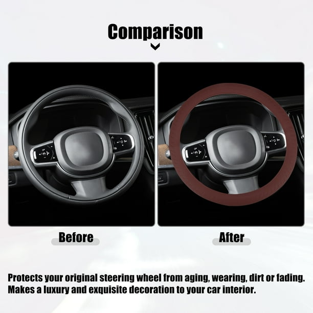 Unique Bargains Universal Car Silicone 14.6 37cm Steering Wheel Cover Foldable Design Steering Wheel Protector Brown Walmart Business Supplies