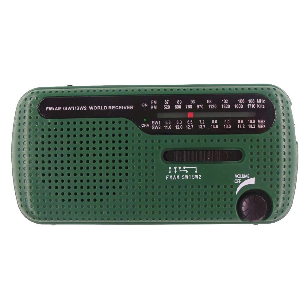 Radio Solar con Manivela AM/FM con Linterna LED para Exterior Verde ...