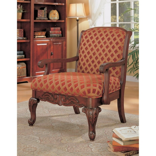 Contemporary Accent Chair, Red/Gold - Walmart.com - Walmart.com