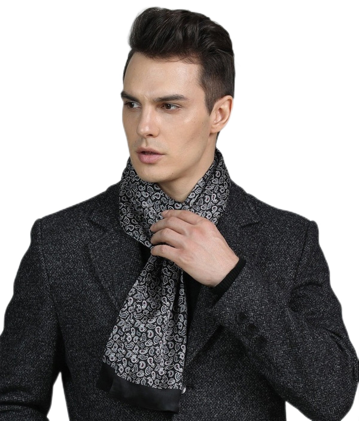 Men's 100 Silk Scarf Double Layers Fashion Neckerchief Formal Casual ...