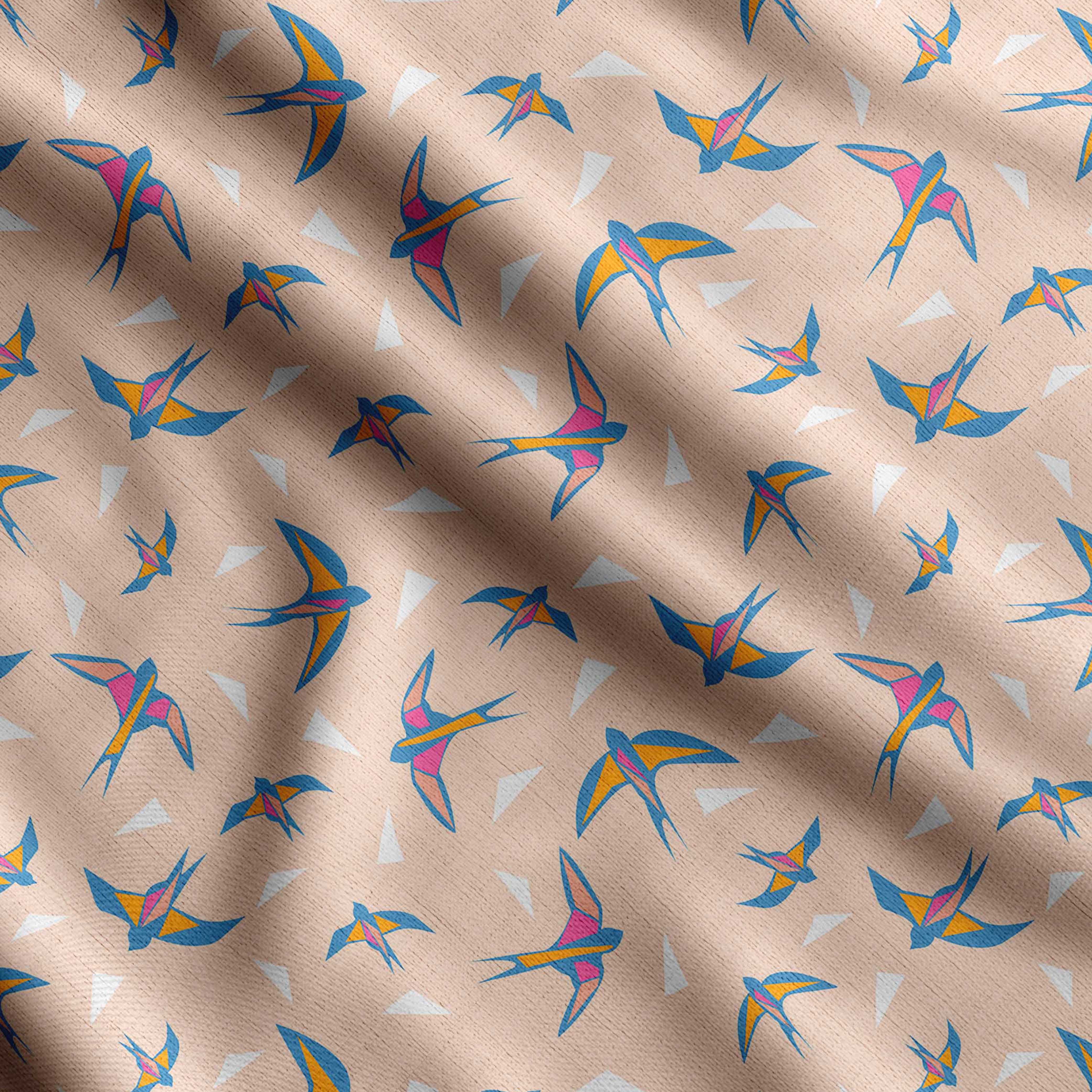 Soimoi Bird Print,Cotton Cambric Quilting Fabric Sold by The Yard- 42 ...