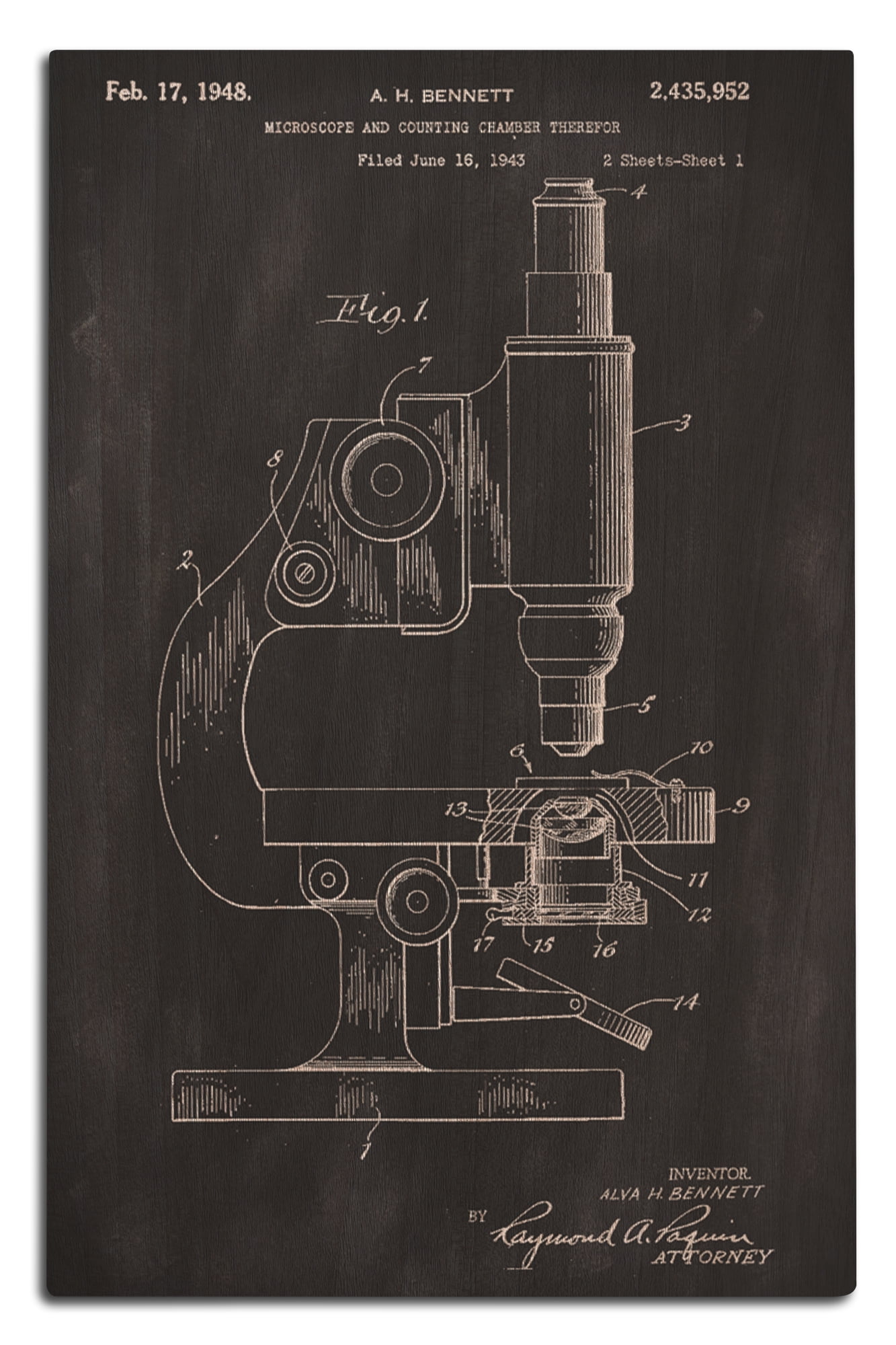 Blackboard Patent, Microscope Birch Wood Wall Sign (12x18 Rustic Home ...