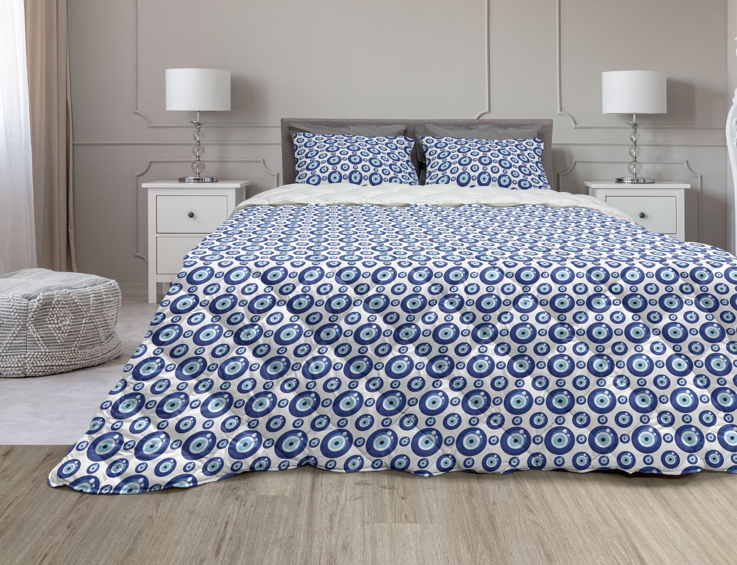 Evil Eye Comforter & Sham Bedding Set, Symmetrical Pattern All Seeing ...