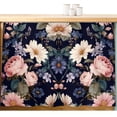 Boho Black Flowers Small Cabinet Curtains 10"W x 11"L, Vintage Pink ...