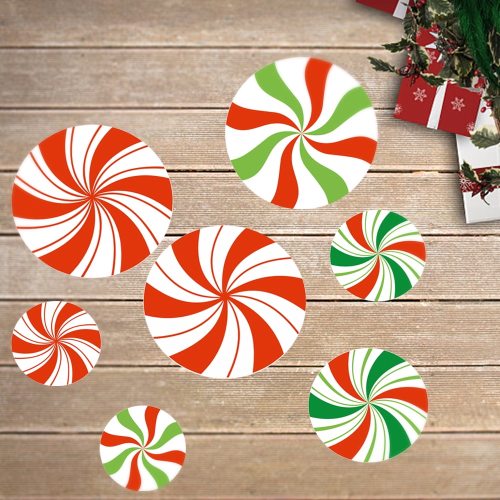 Buy 12 Pieces Peppermint Cutouts Candy Wall Cut Outs for Christmas Party Home Decoration ...