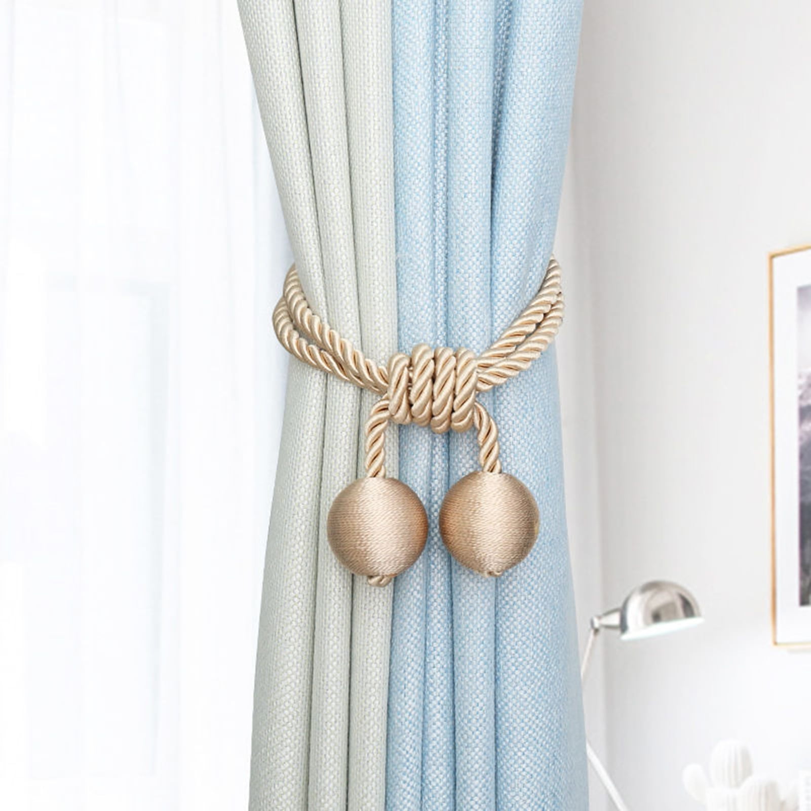 Washranp Curtain Holder Fixed,Punch-free Fabric Hanging 2Ball Curtain ...