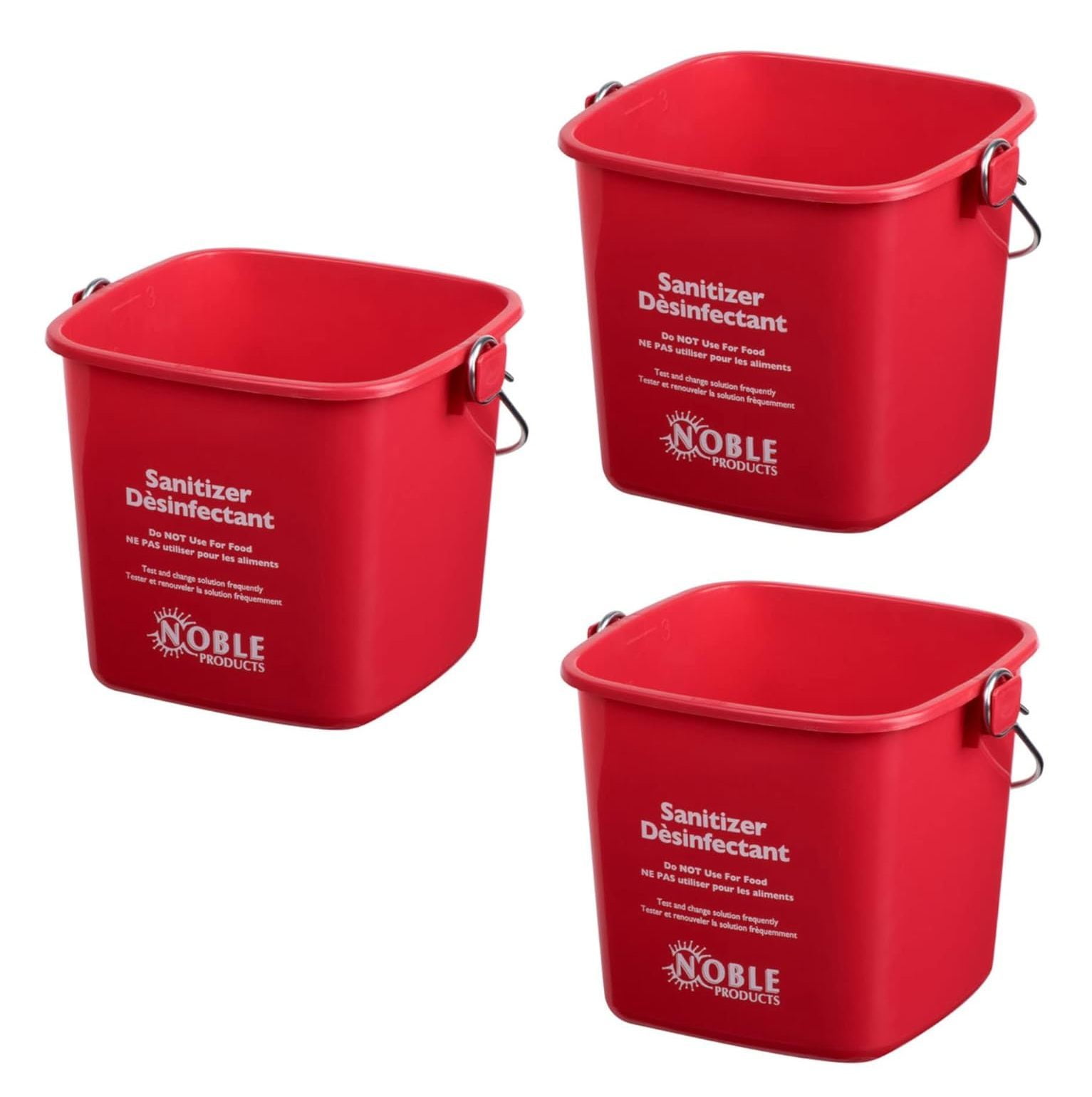 3 Quart Square Sanitizing Pail Green Cleaning Buckets 3-Pack Small Red ...