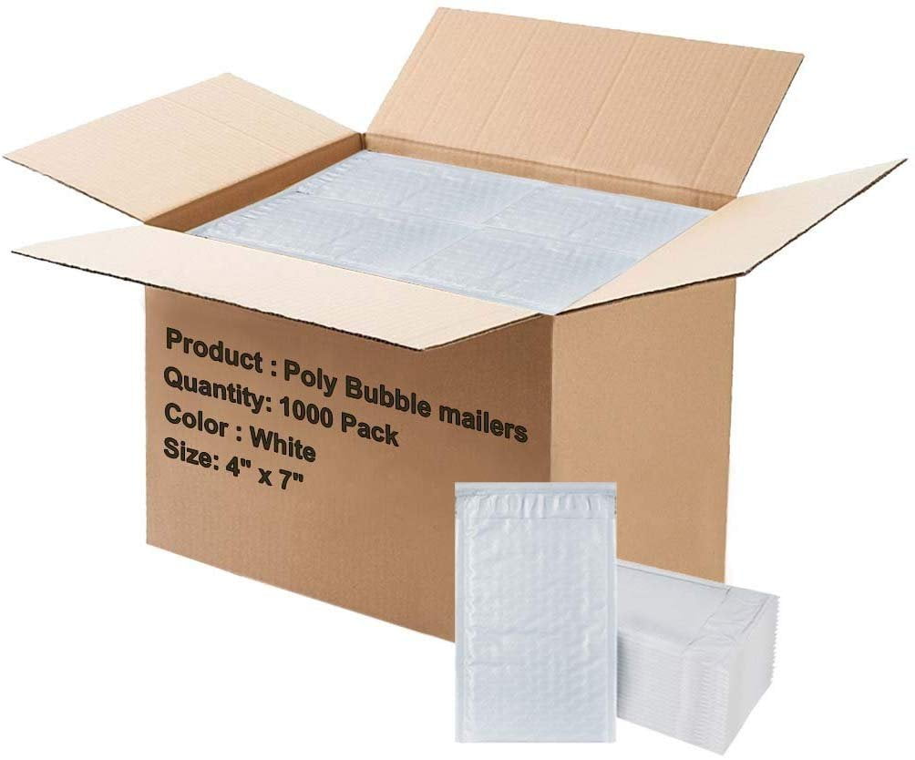 Pack of 1000 White Poly Bubble mailers 4x7 Padded envelopes 4 x 7 ...