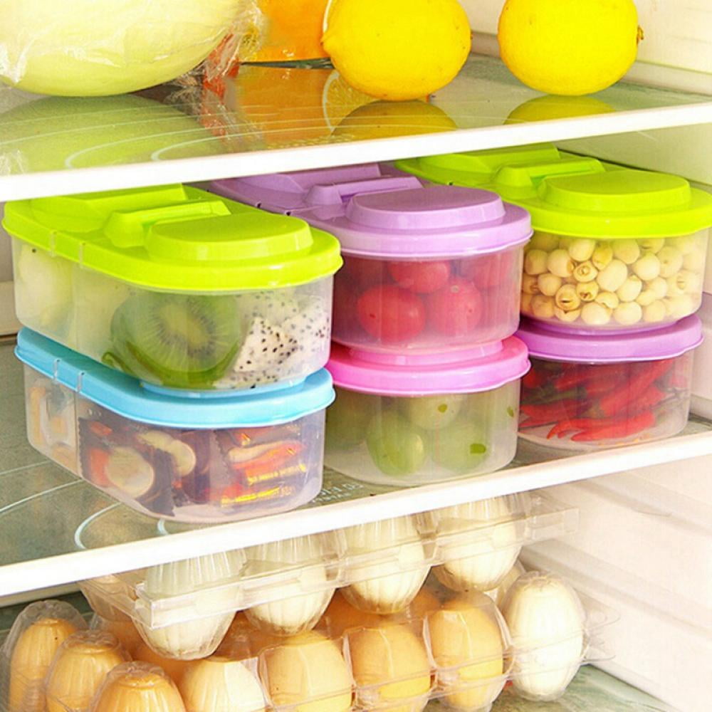 Compartment Food Storage Box with Lid, Double Grids Transparent Seal ...