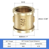 Uxcell G1/2 Female Thread DN15 Brass Pipe Fitting Coupling Connector ...