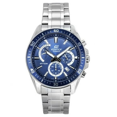 Casio Edifice Standard Chronograph Leather Strap Blue Dial Quartz EFV-640L-2A 100M Men's Watch ...
