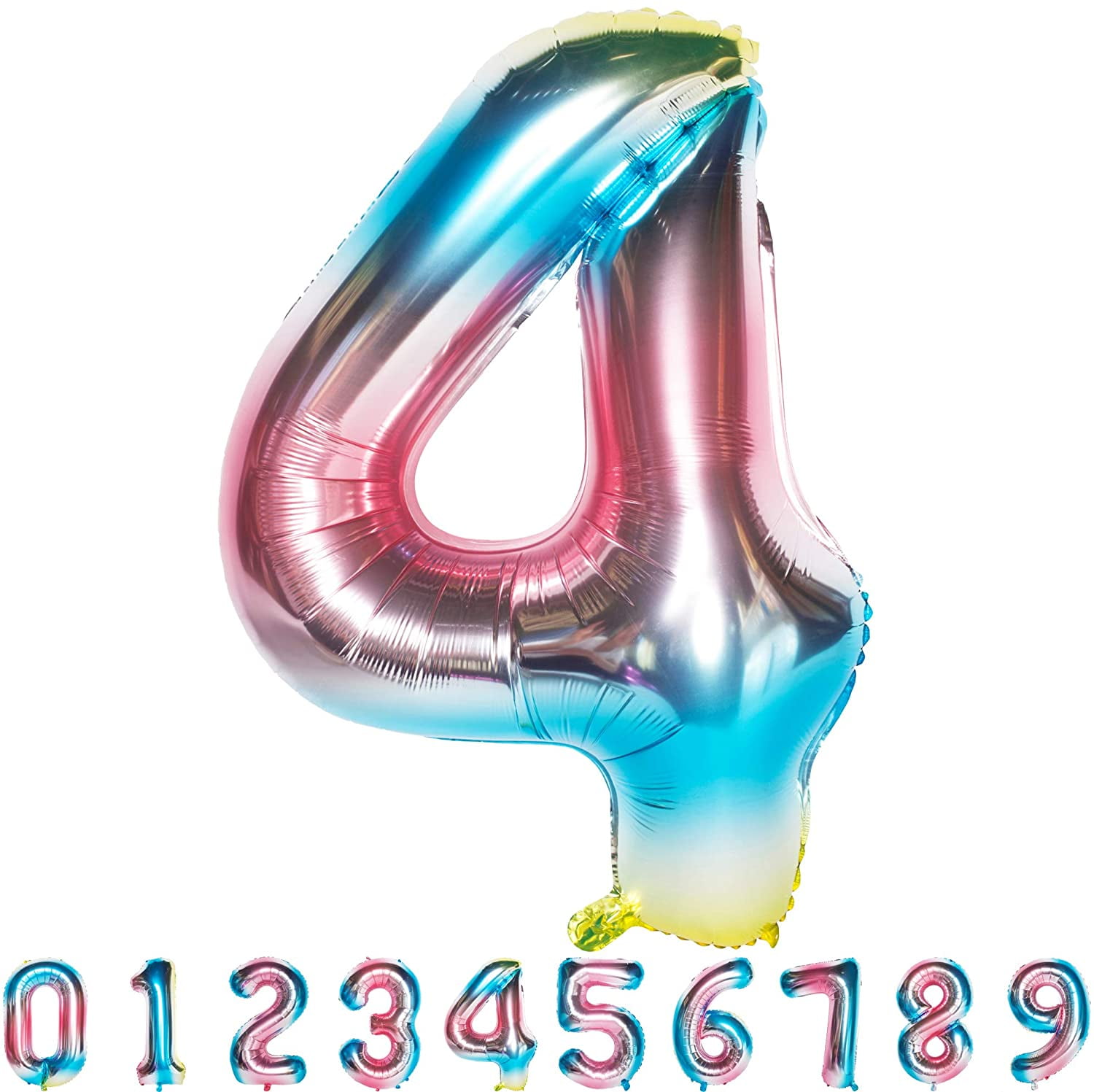 Big Numbers 4 Balloons,40 Inch Giant Rainbow Digit Helium Large Balloon ...