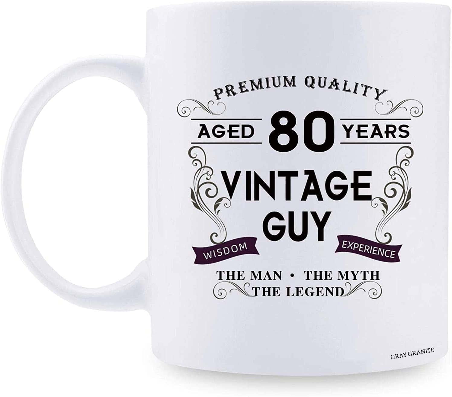 80th Birthday Present For Men Mugs - Aged 80 Years Vintage Guy Coffee ...