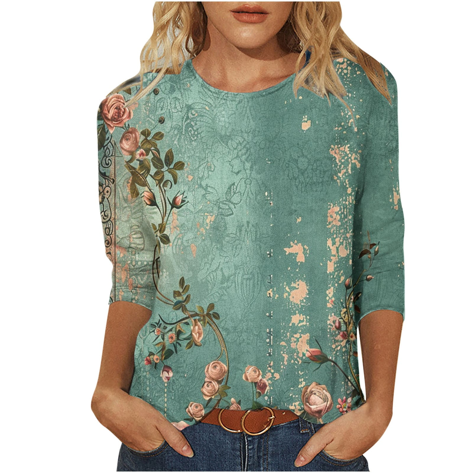 Click here for Kihout New Arrivals 3/4 Length Sleeve Womens Tops... prices