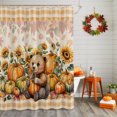 Bathroom Shower Curtain Brown Bear Pumpkin Sunflower Waterproof Shower ...