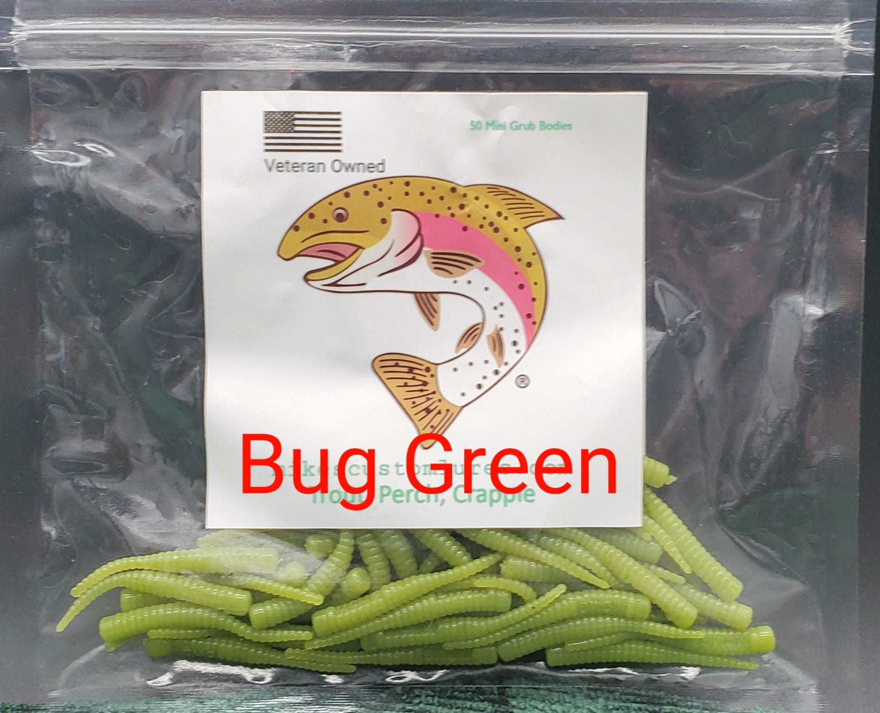 New Trout, Steelhead, Salmon Mini Grubs 50ct Pack Bug Green - Walmart.com