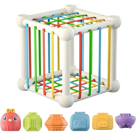 Baby Shape Sorter Toys | Colorful Cube Sorting Bin with Elastic Bands ...