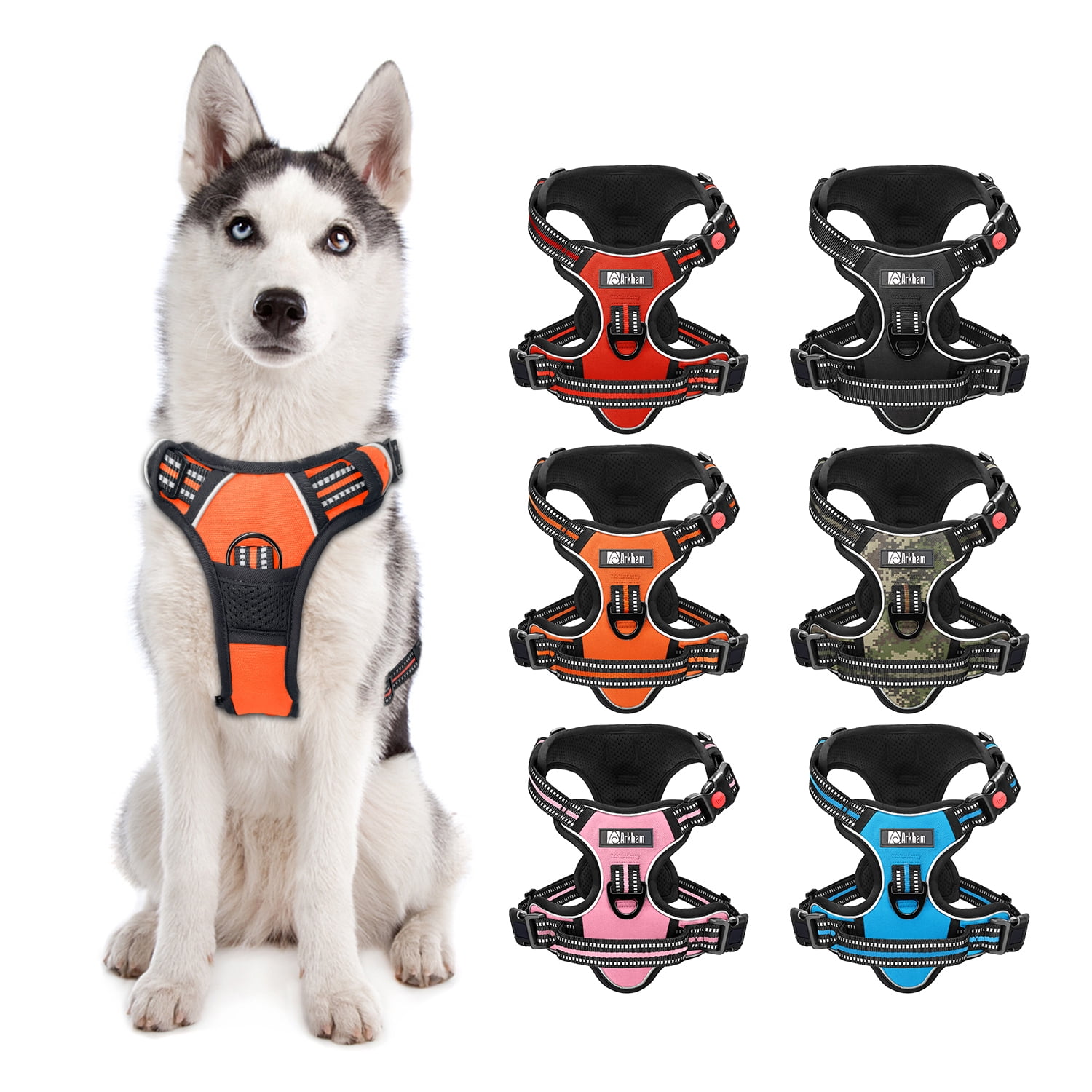 Howarmer Orange Dog Harness, No-Pull Pet Harness, Adjustable Soft ...