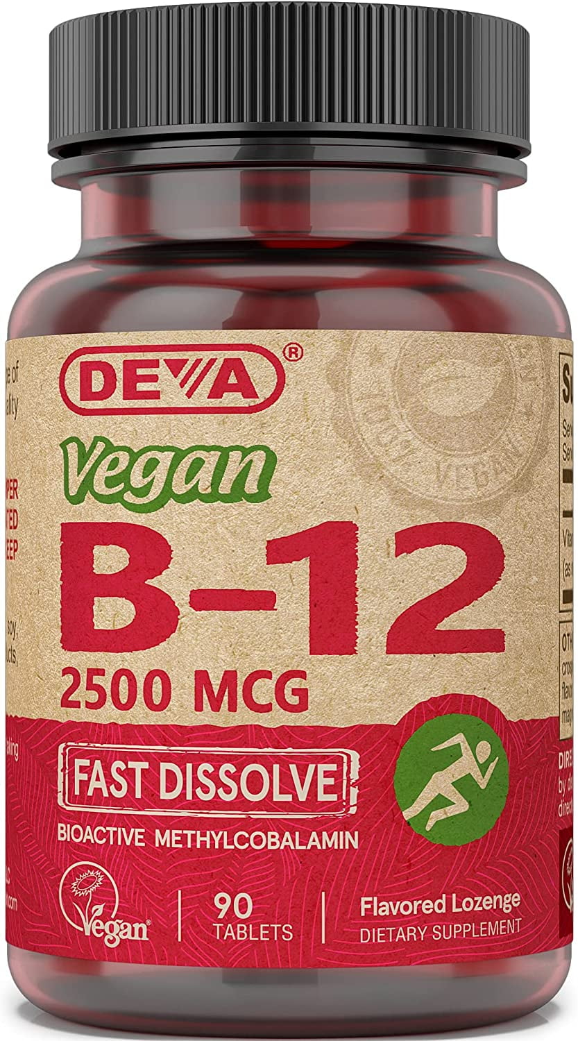 Deva Nutrition Vegan B-12 2500 mcg Sublingual Fast Dissolve Tablets, 90 ...