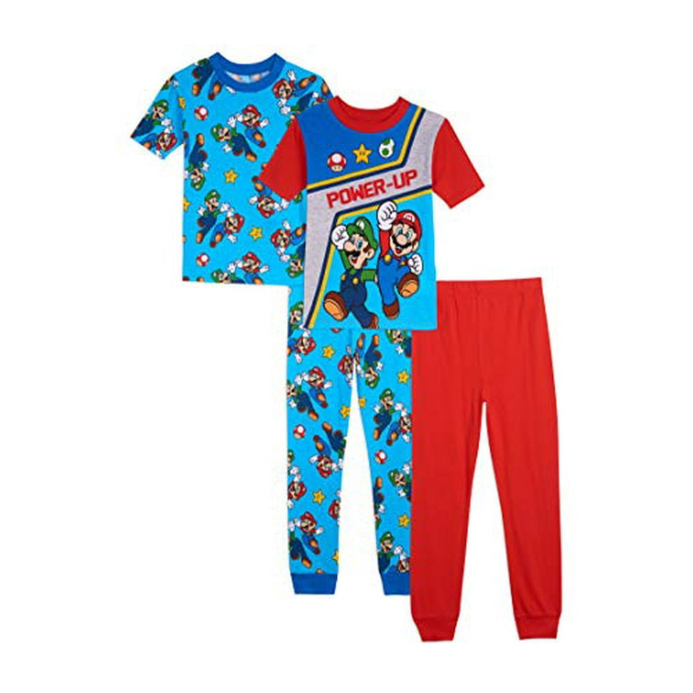 Super Mario Bros. - Super Mario Brothers Boys' 4-Piece Cotton Pajama ...