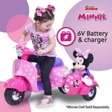 6V Disney Minnie Mouse Happy Helpers Scooter with Sidecar Ride-On Toy ...