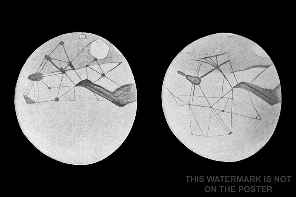 24"x36" Gallery Poster, mars map Martian canals depicted by Percival ...