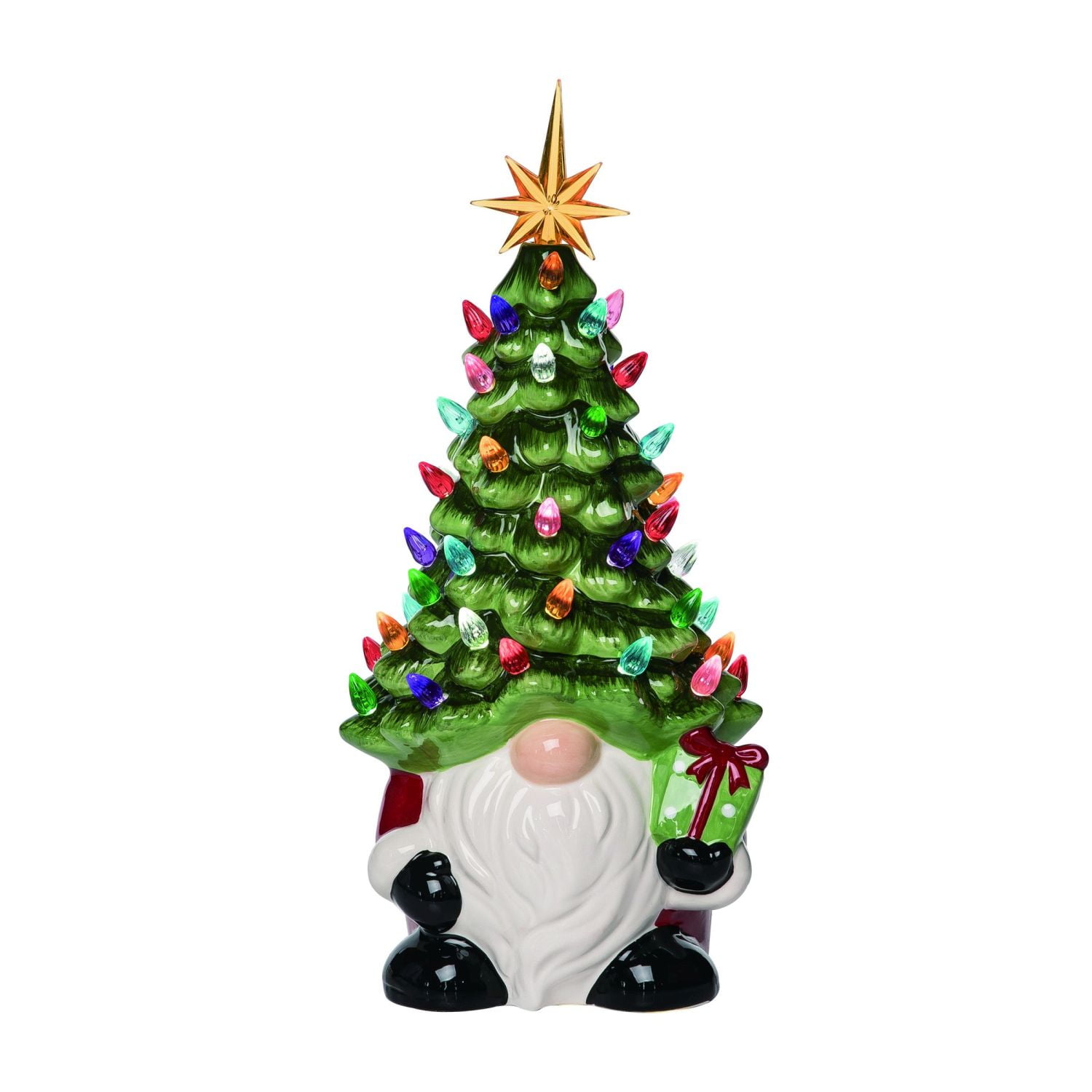 Transpac Medium Ceramic Light Up Christmas Tree Gnome Decor - Walmart.com