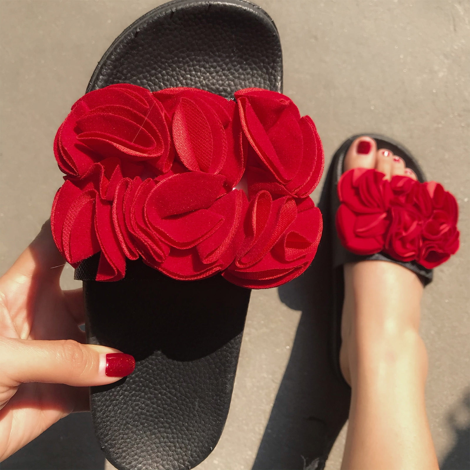 Click here for Cehvom Fashion Women Casual Big Flower Flat Sandal... prices