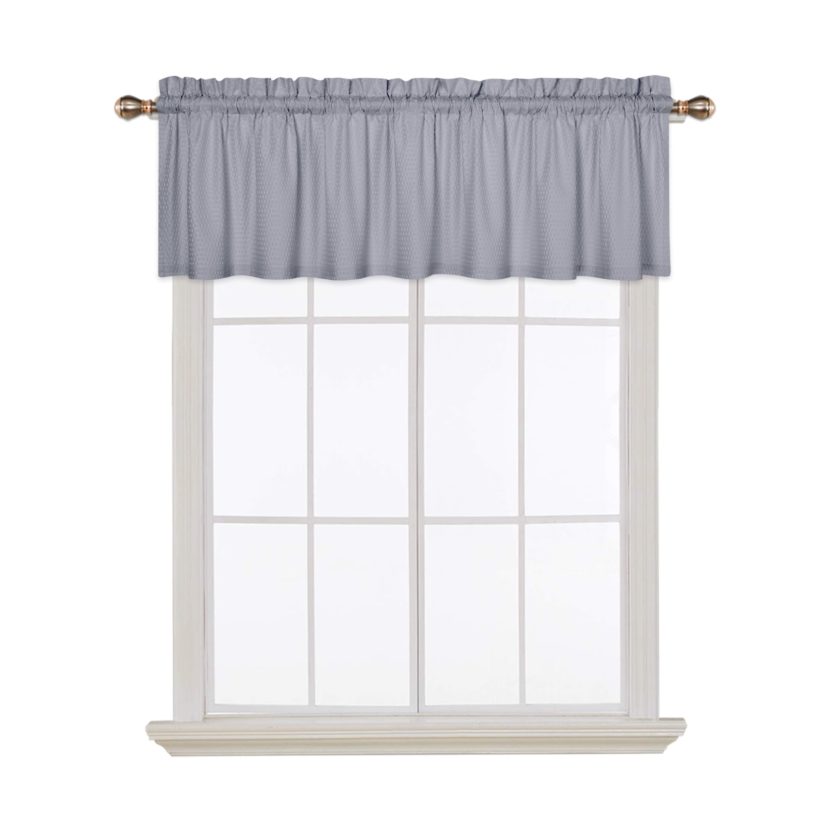 Waterproof Waffle Valance Curtain, Rod Pocket Embossed Textured Small ...