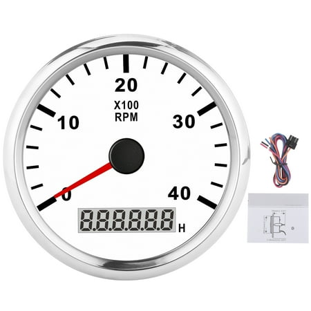 Marine Tachometer, Ultra-wide Working Voltage 85mm Pointed 12V/24V LCD ...