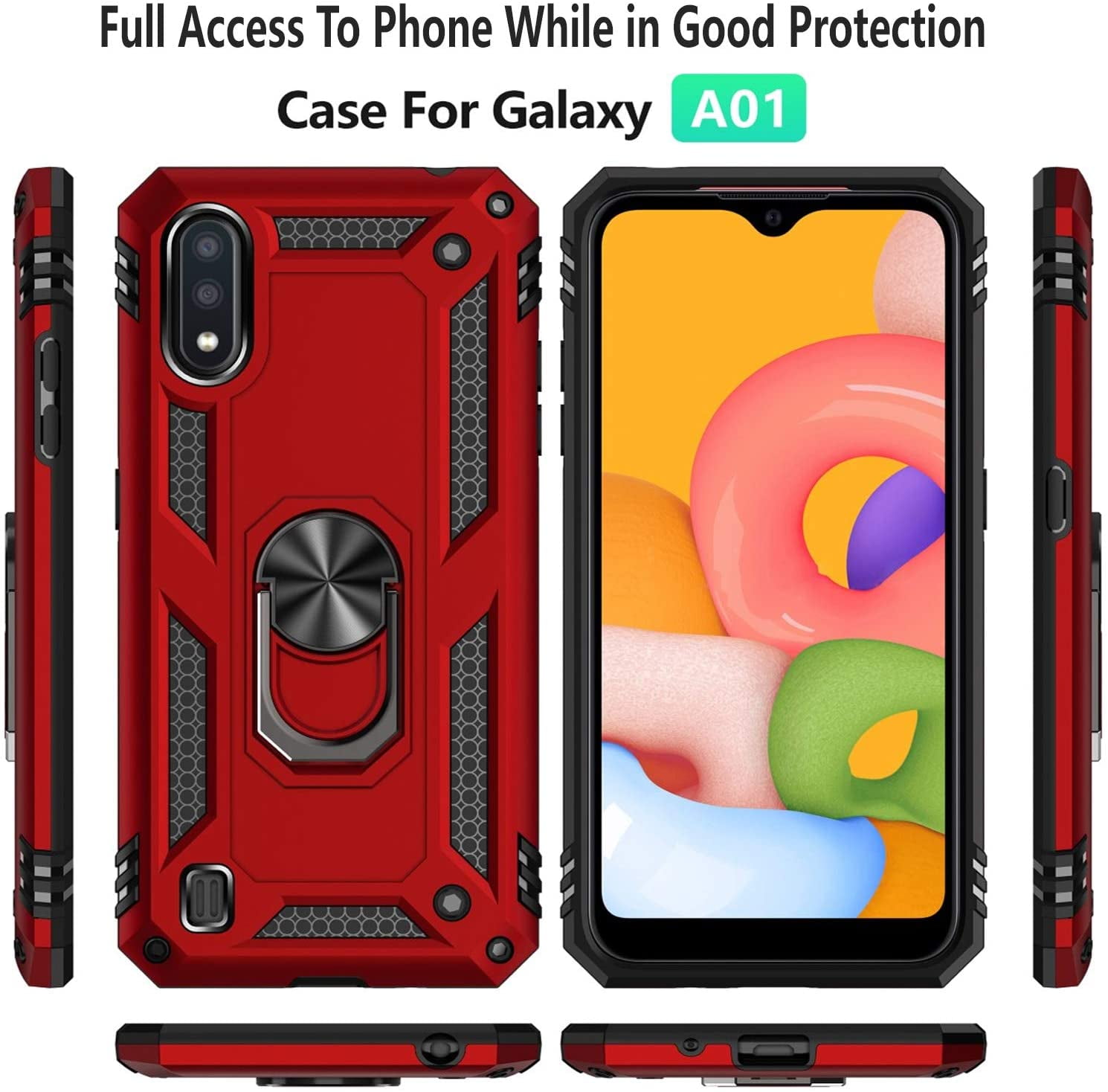 Samsung Galaxy A01 Case, STARSHOP Drop Protection Ring Kickstand Cover ...