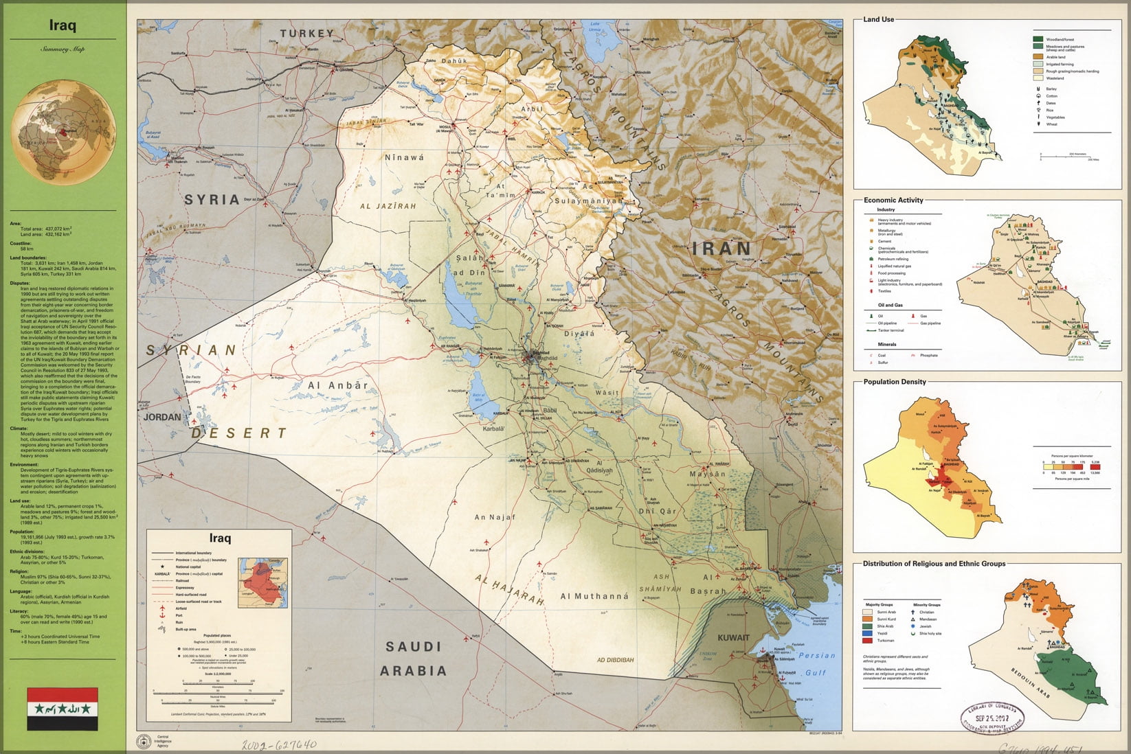 24"x36" Gallery Poster, cia Iraq summary map 1994 - Walmart.com