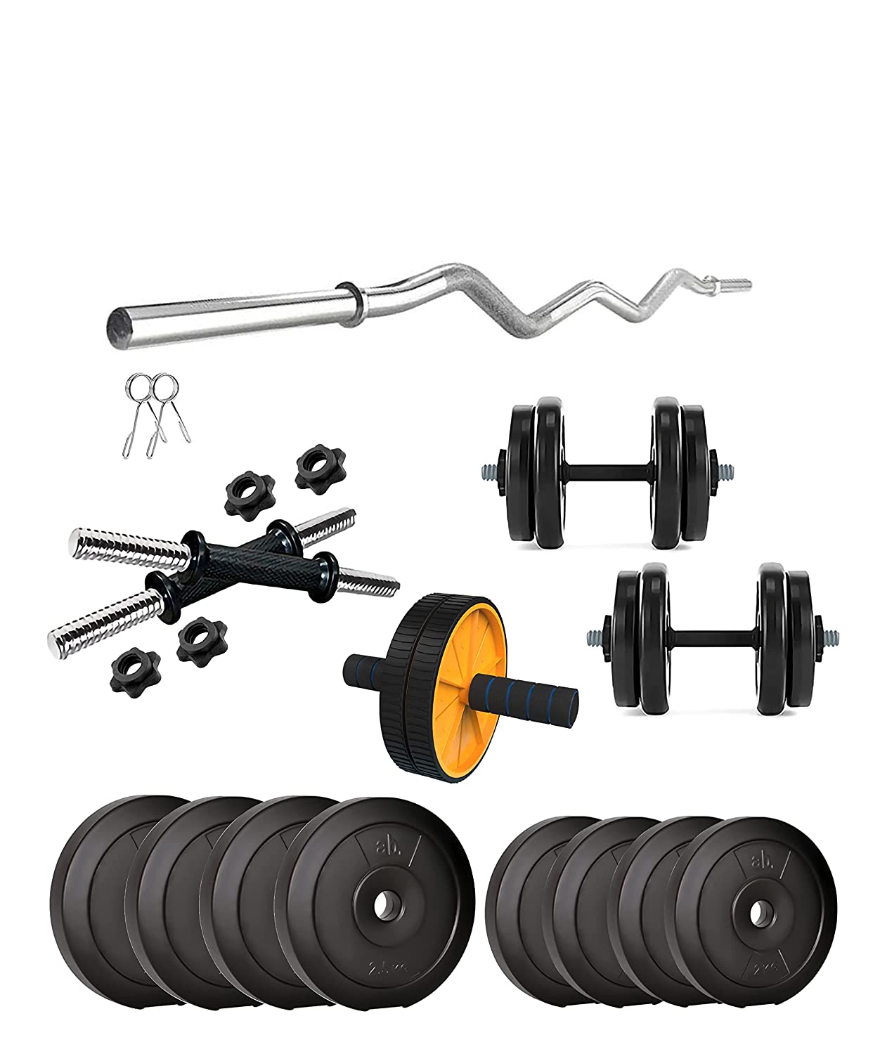 anythingbasic. PVC 18 Kg Home Gym Set with One 3 Ft Curl and One Pair ...