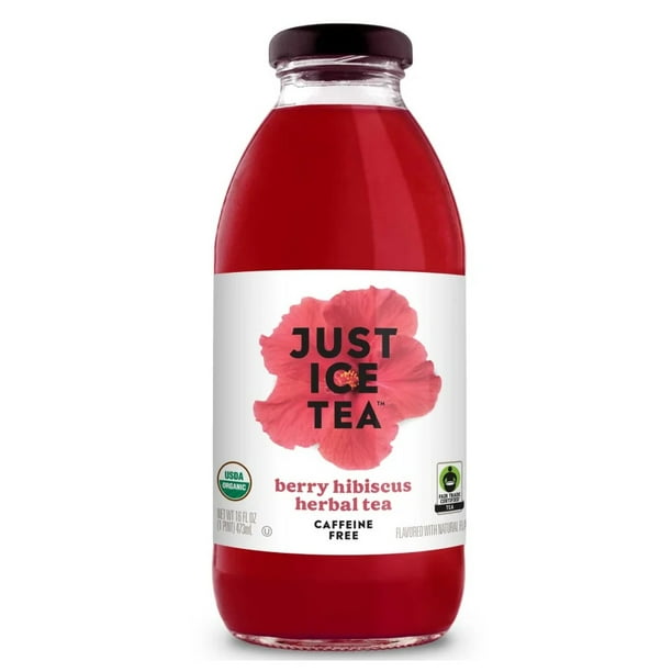 Just Ice Tea Organic Iced Tea, 16 Fl Oz Glass Bottles (Berry Hibiscus ...