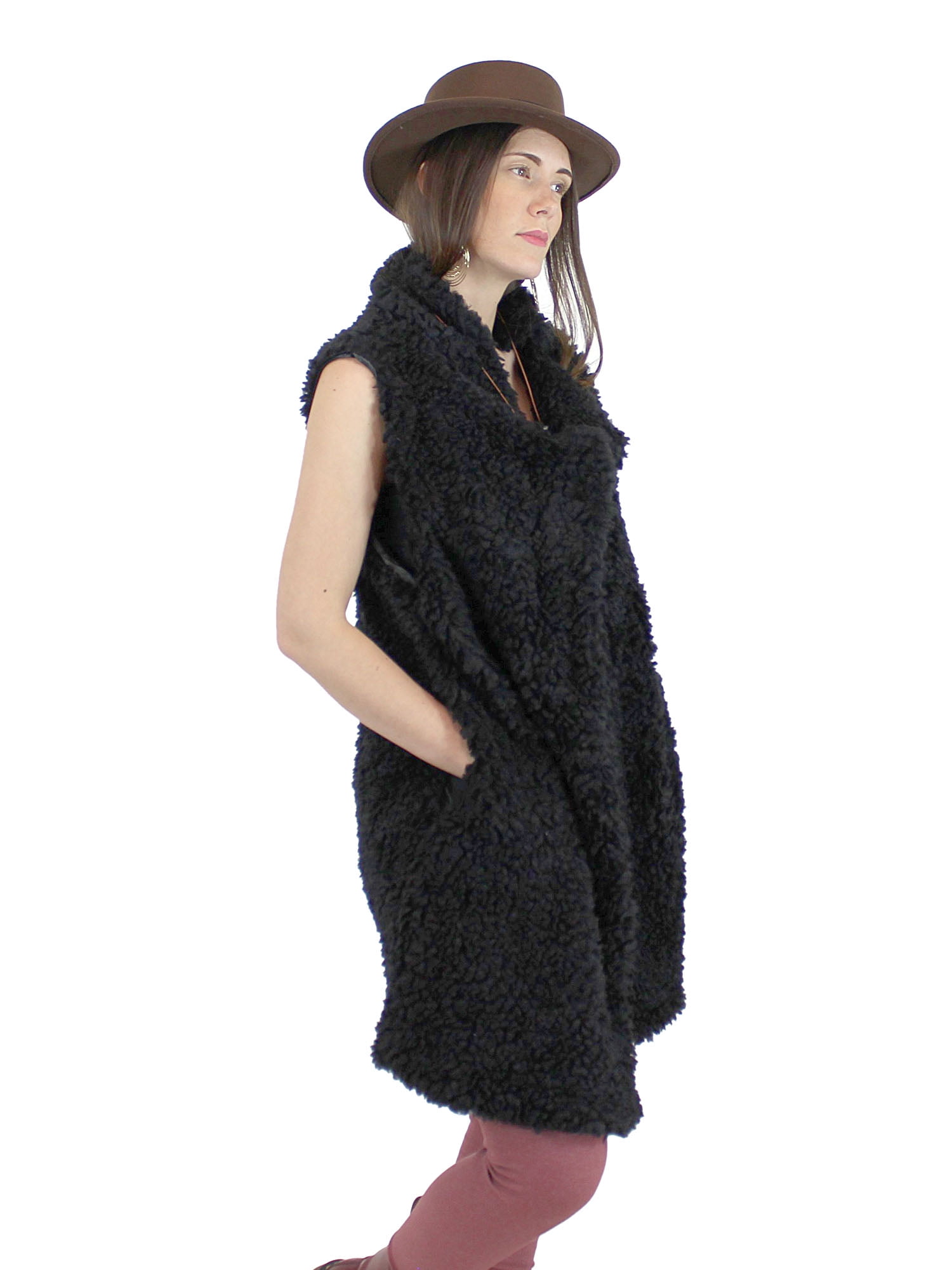 Shaggy Faux Fur Long Vest Fuzzy Wrap - Walmart.com