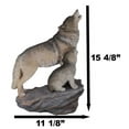 Large Full Moon Howling Spirit Wolf Alpha With Puppy On Rock Ledge ...