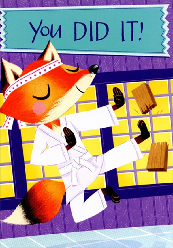 Designer Greetings Fox Breaking Board Martial Arts Congratulations Card ...