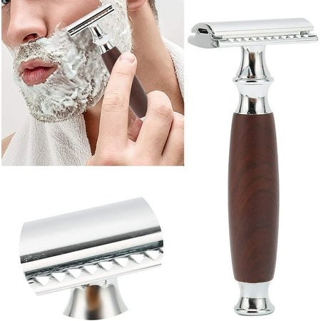 Safety Razor for Men Zinc Alloy Wooden Handle, Manual Razor Men Short ...
