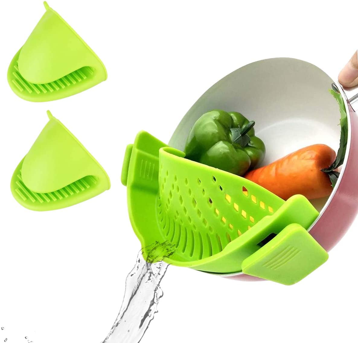 Jayli Clip on Strainer for Pots Pan Pasta Strainer, Silicone Food ...