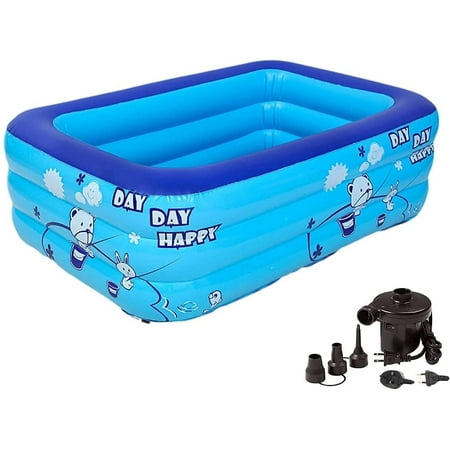 Inflatable Paddling Pools with Electric Pump, Family Rectangular ...