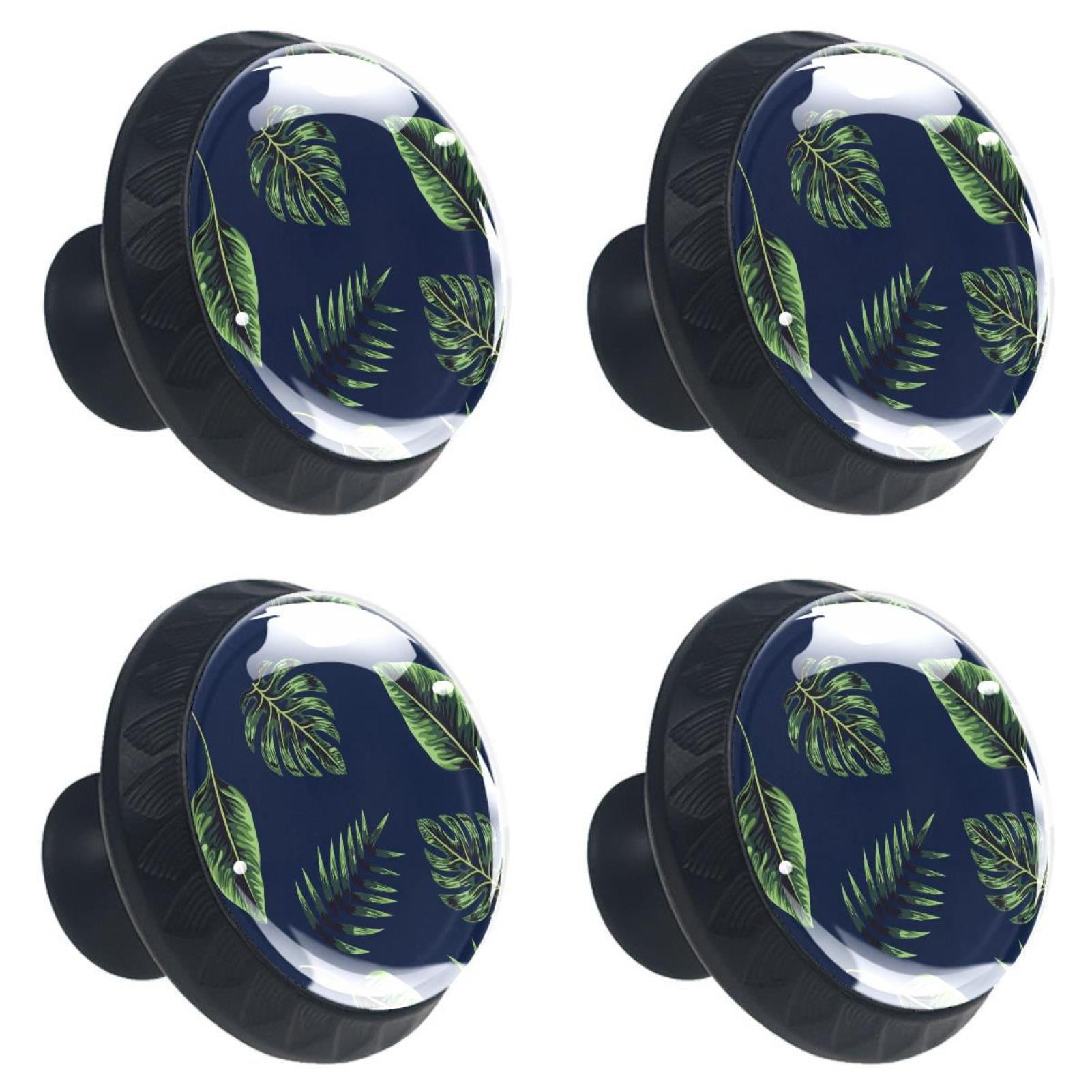 4 Pcs Tropical Leaf Navy Knobs for Kitchen Cabinet Cupboard Dresser ...