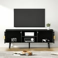 "Eumyviv Mid-Century Wood & Rattan Media Entertainment Center, 55"" TV ...