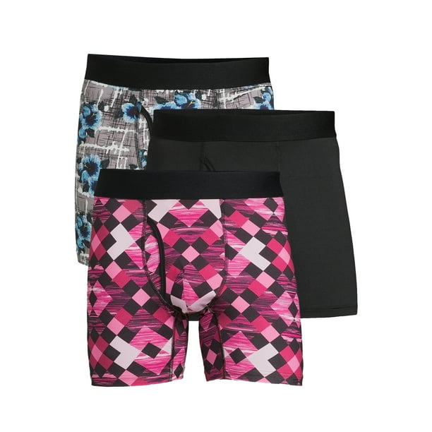 No Boundaries Men's Tag-Free Printed Stretch Boxer Briefs, 3-Pack ...