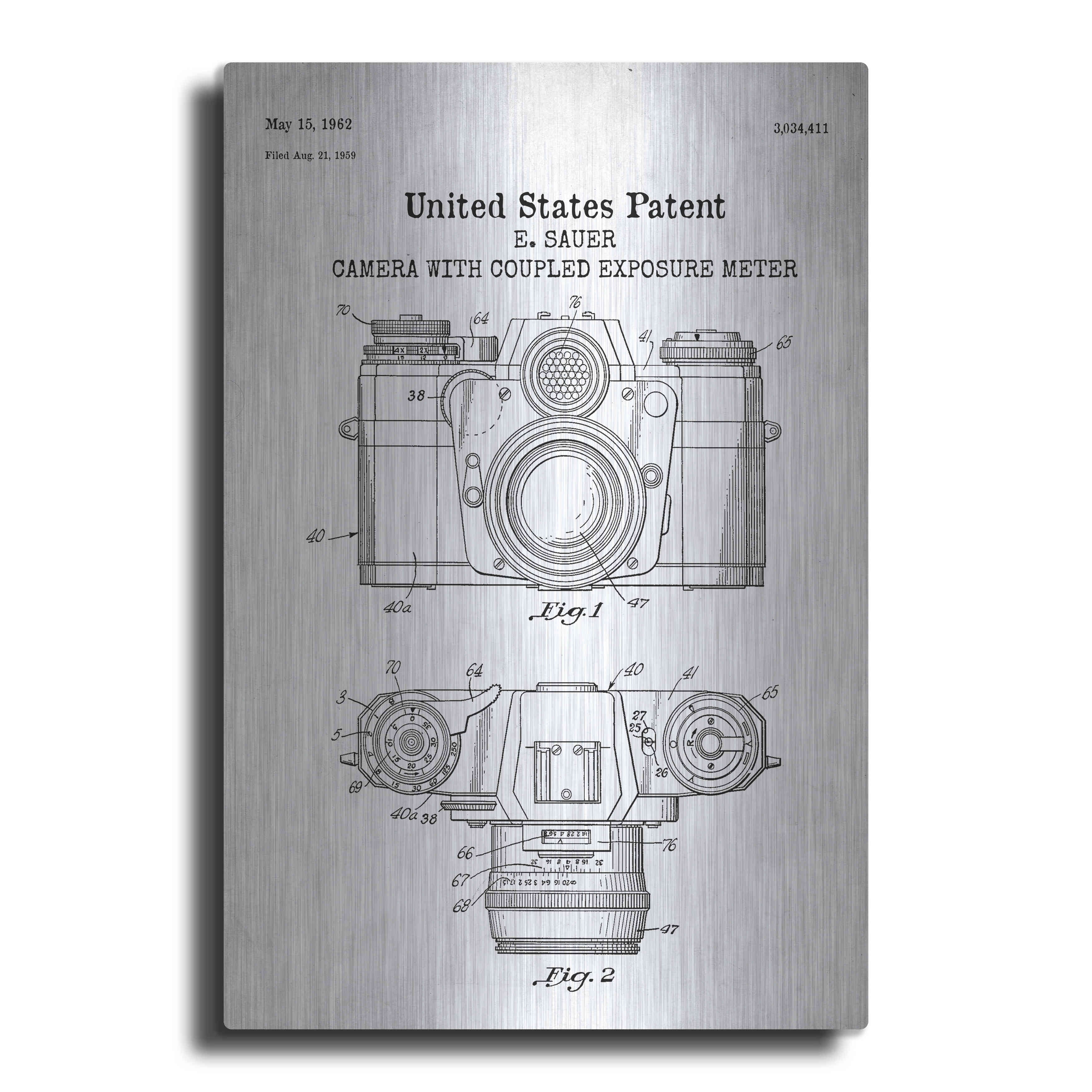 Luxe Metal Art 'Camera with Coupled Exposure Meter Blueprint Patent ...
