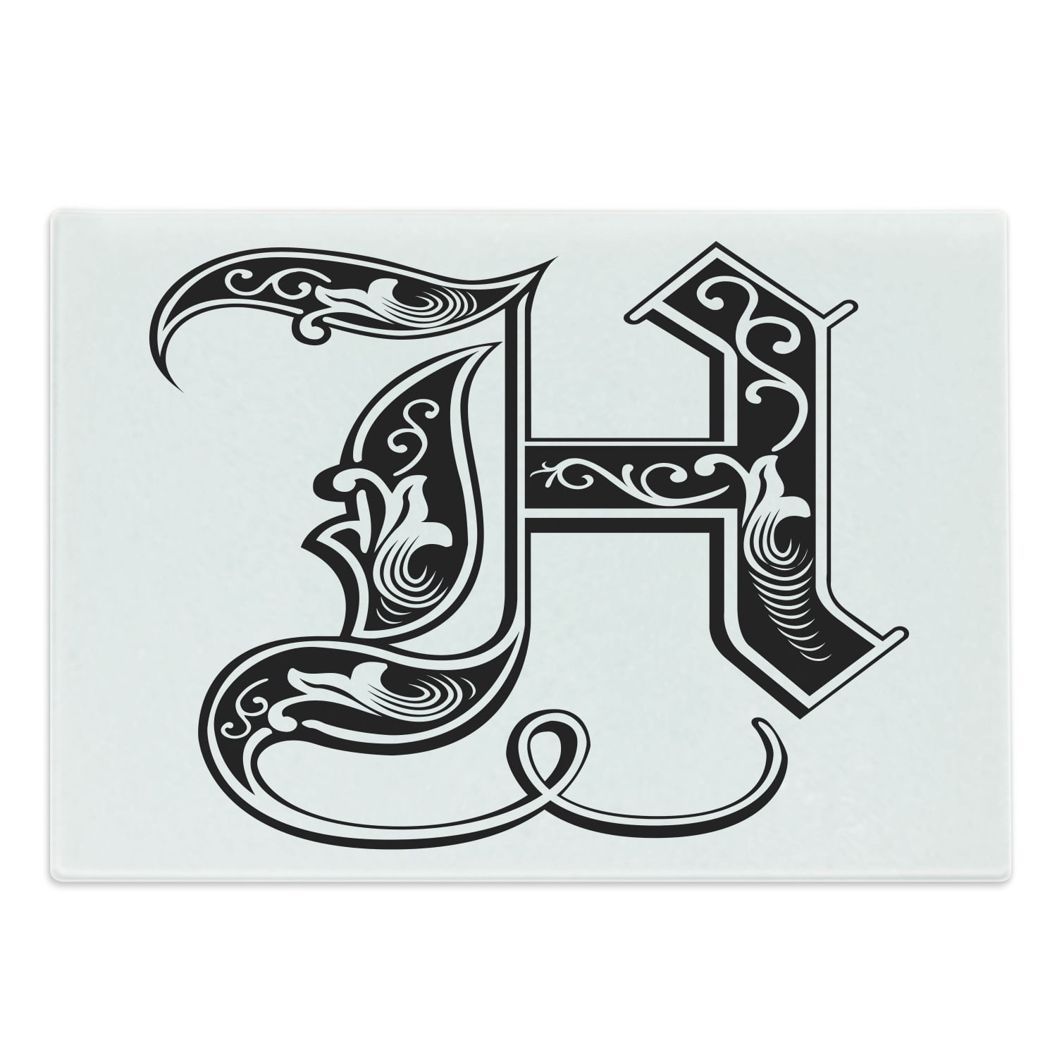 Letter H Cutting Board, Majuscule Rococo Influences Literature Language ...