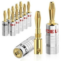 VCELINK Speaker Banana Plugs, 24K Gold Plated, 12 Pcs Dual-Screw Connectors, Fits 12-18 AWG Wire ...
