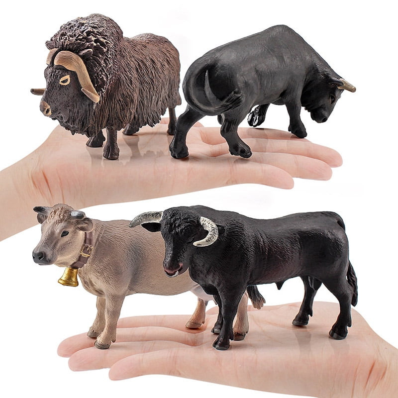 Happy Date Miniature Cattle Figurines Set Mini Cow Models Realistic ...