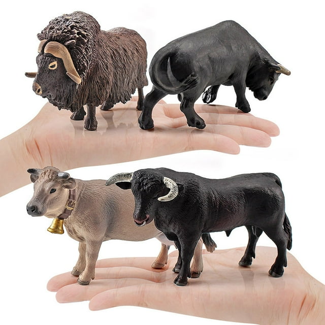Cheers US Miniature Cattle Figurines Toy Set, Realistic Plastic Farm ...